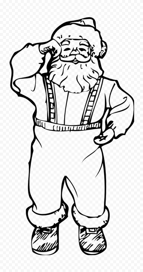 Coloring Santa Claus Black Outline PNG | Citypng