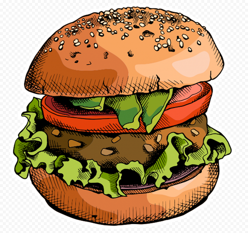Comic Vector Burger Fast Food FREE PNG | Citypng