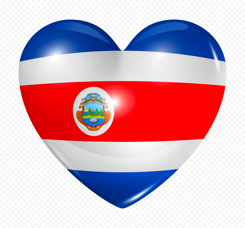 Costa Rica Heart Shape Flag HD PNG | Citypng