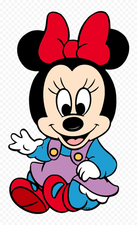 Cute Minnie Mouse Baby Character Sitting Down PNG | Citypng