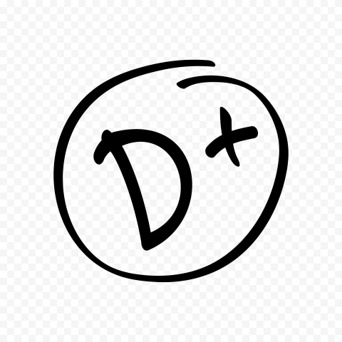 D+ Grade Result Black Hand Drawn PNG | Citypng