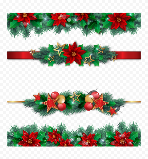 Decorated Pine Branches Borders Collection HD PNG | Citypng