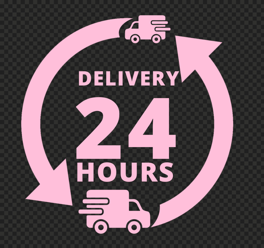 Delivery 24 Hours Pink Logo Icon Sign PNG | Citypng