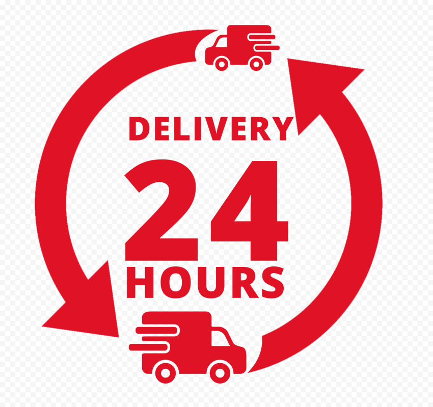 Delivery 24 Hours Red Logo Icon Sign HD PNG | Citypng