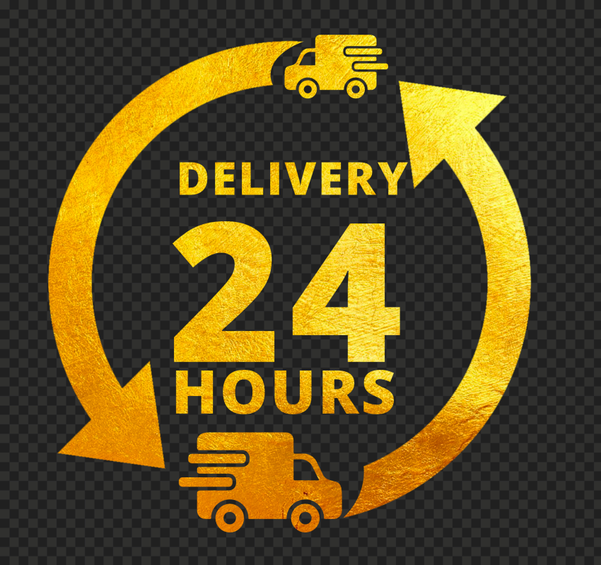 Delivery 24 Hours Yellow Gold Logo Icon Sign PNG | Citypng