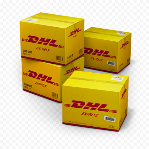 DHL Express Shipping 3D Boxes HD PNG | Citypng