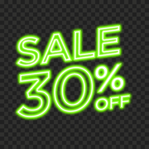 Download 30% Off Sale Neon Green Sign PNG | Citypng