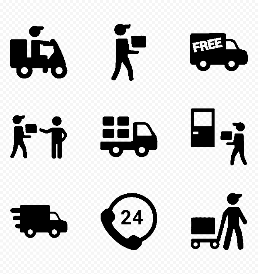 Download Black Delivery Logistics Icons PNG | Citypng