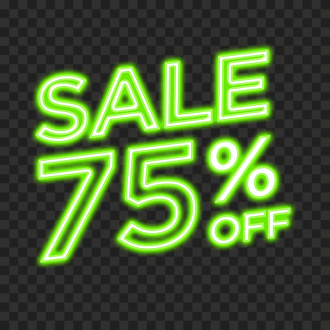Download Green 75% Off Sale Neon Sign PNG | Citypng