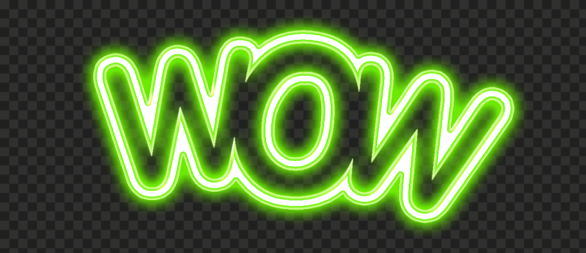 Download Green Wow Neon Expression Word PNG | Citypng