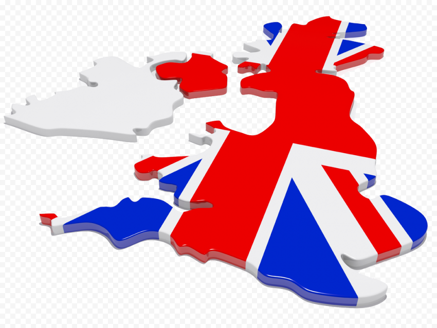Download HD Britain United Kingdom 3D Map Flag PNG | Citypng