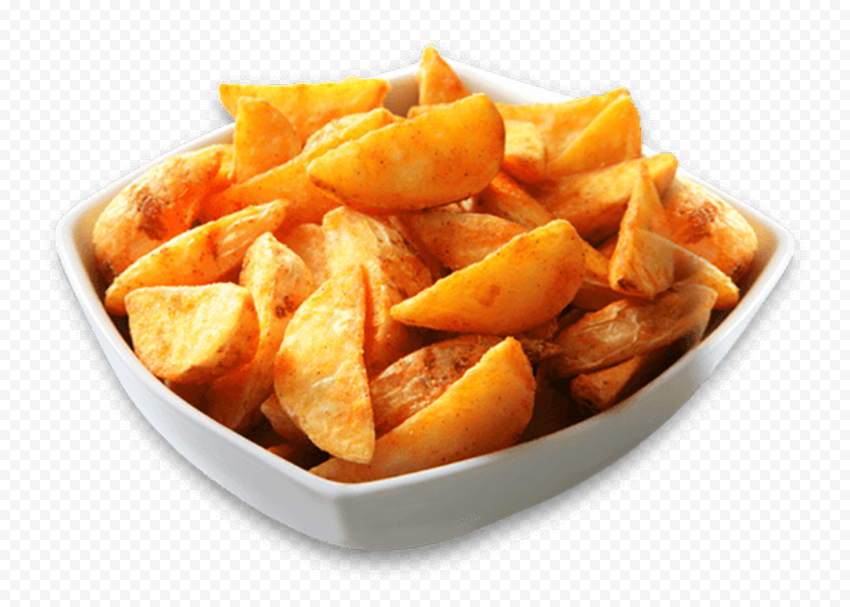 Download HD Fried Potato Wedges On Plate PNG | Citypng