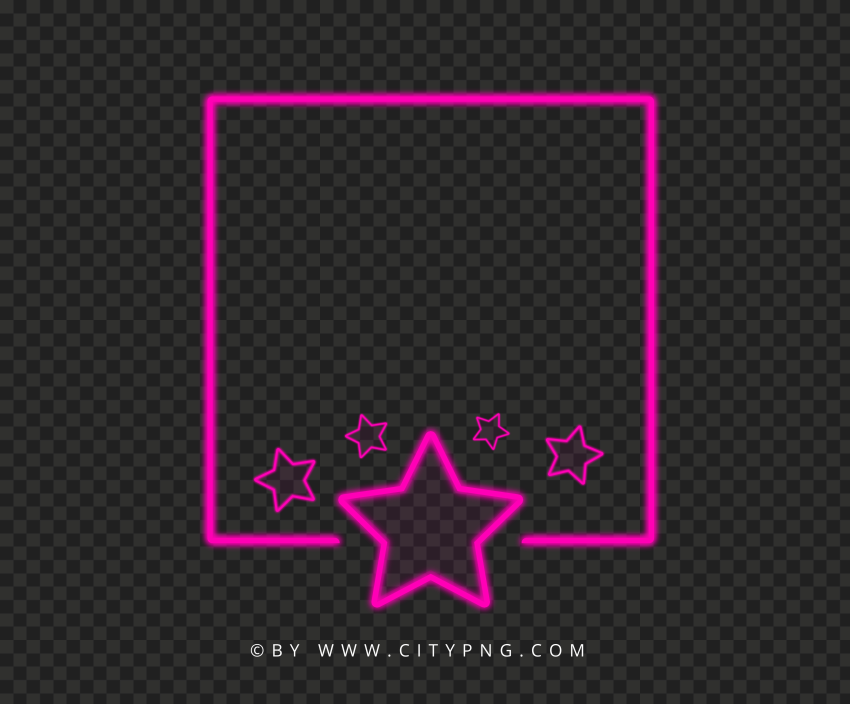 Download HD Pink Neon Frame With Stars PNG | Citypng