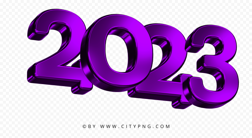 Download HD Purple 2023 3D Text Logo New Year PNG | Citypng