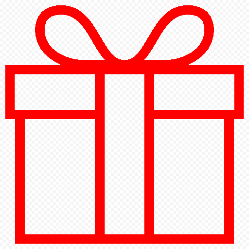 Download Red Line Outline Gift Box Icon PNG | Citypng