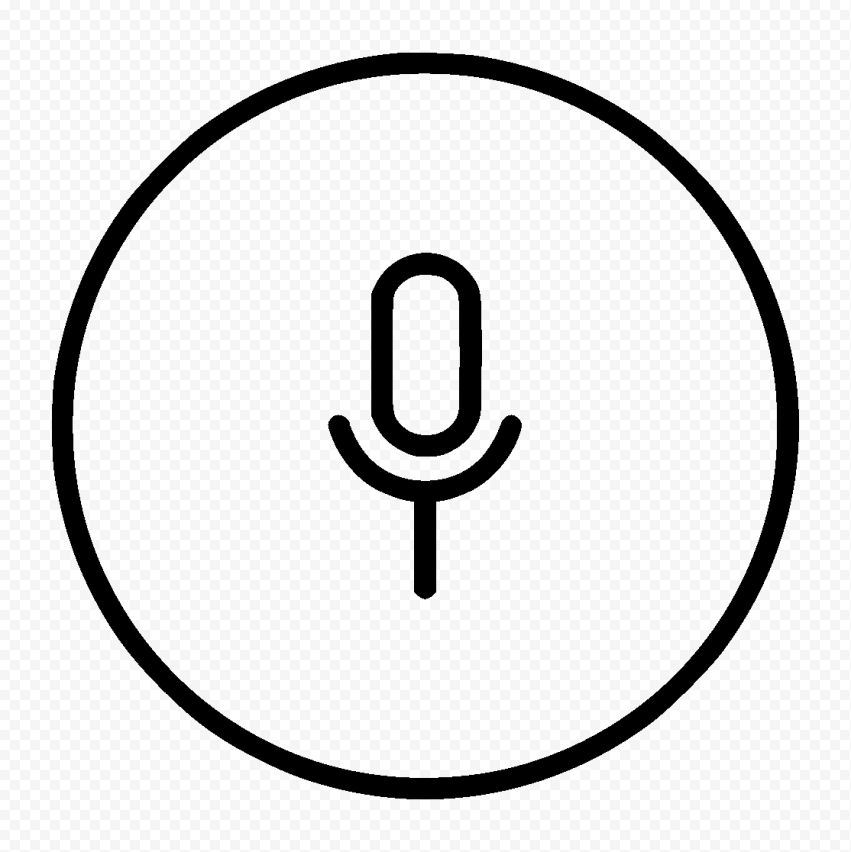 Download Round Voice Recorder Mic Line Black Icon PNG | Citypng