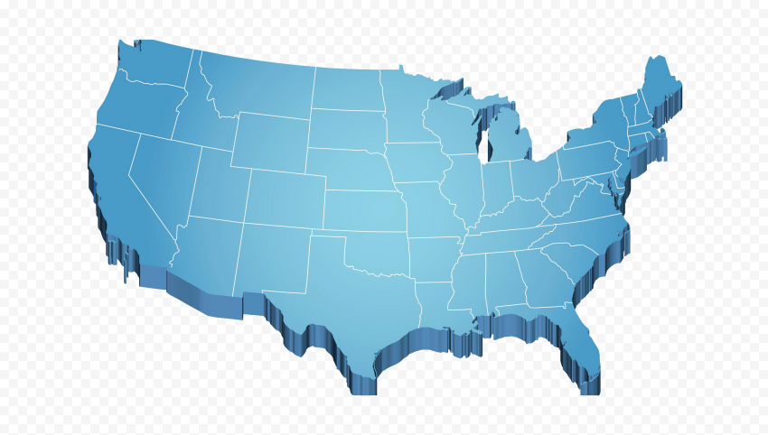 Download United States 3D Blue Map PNG | Citypng