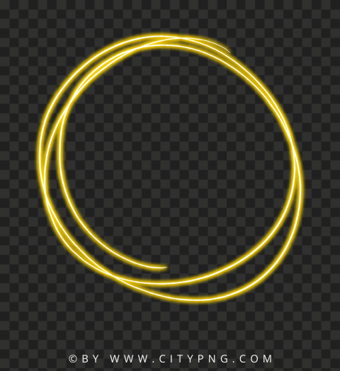 Drawing Doodle Neon Glowing Yellow Circle HD PNG | Citypng