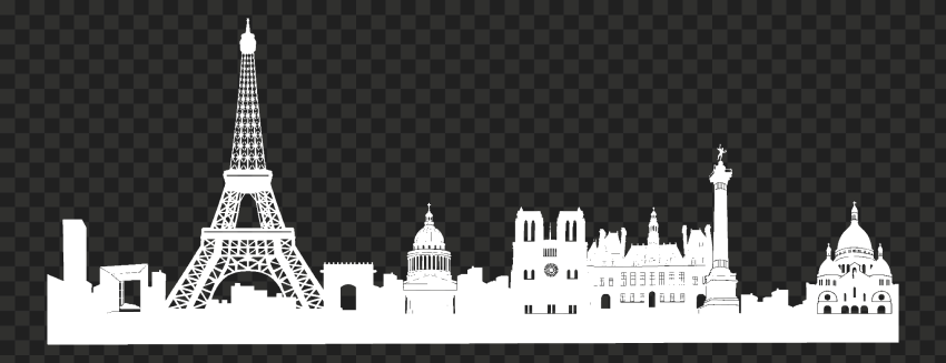 Eiffel Tower Skyline Paris City White Silhouette PNG | Citypng