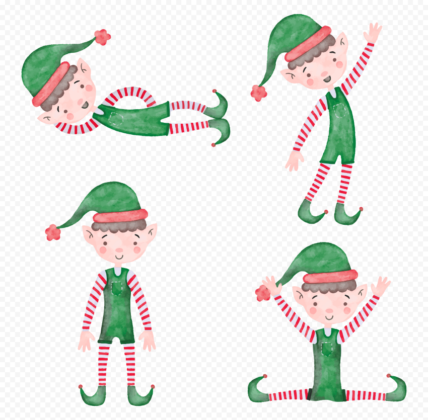 Elf Cartoon Character Watercolor Collection PNG | Citypng