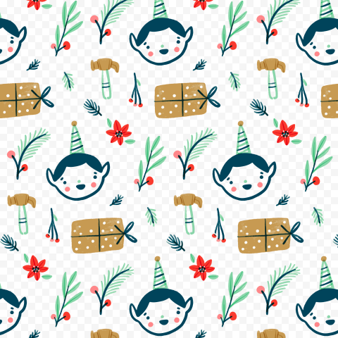 Elf Christmas Items Seamless Pattern PNG | Citypng