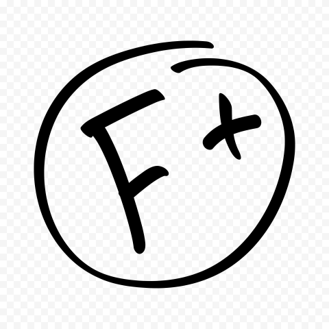 F+ Grade Result Black Hand Drawn HD PNG | Citypng