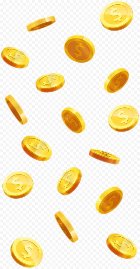 Falling Gold Dollar Coins Illustration Download PNG | Citypng