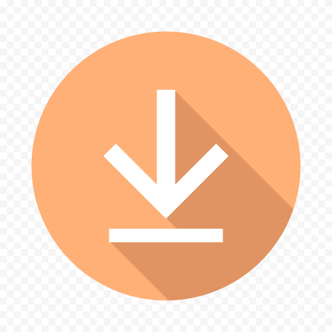Flat Circle Round Orange Download Button Icon PNG | Citypng