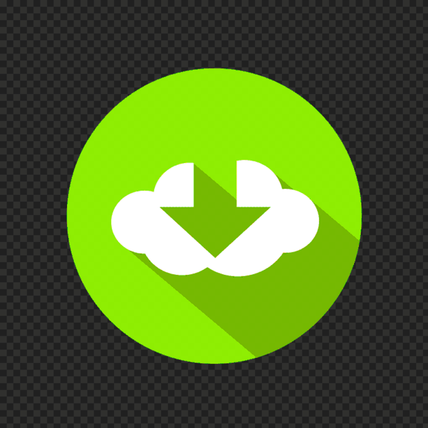 Flat Cloud Circle Download Green Icon Button PNG | Citypng