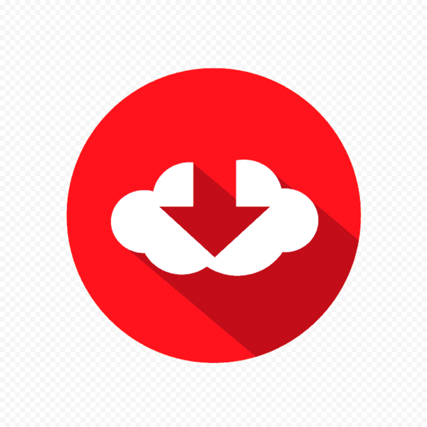 Flat Cloud Circle Download Red Icon Button PNG | Citypng
