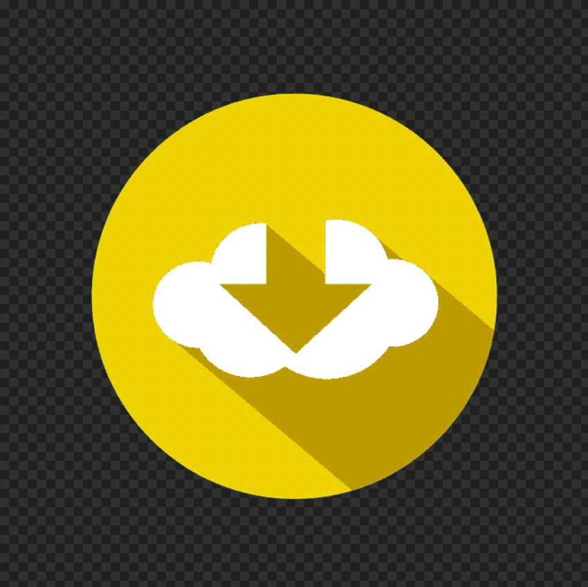 Flat Cloud Circle Download Yellow Icon Button HD PNG | Citypng