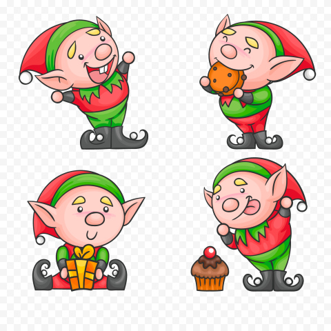 Four Cartoon Pigs Wearing Elf Clothes HD PNG | Citypng