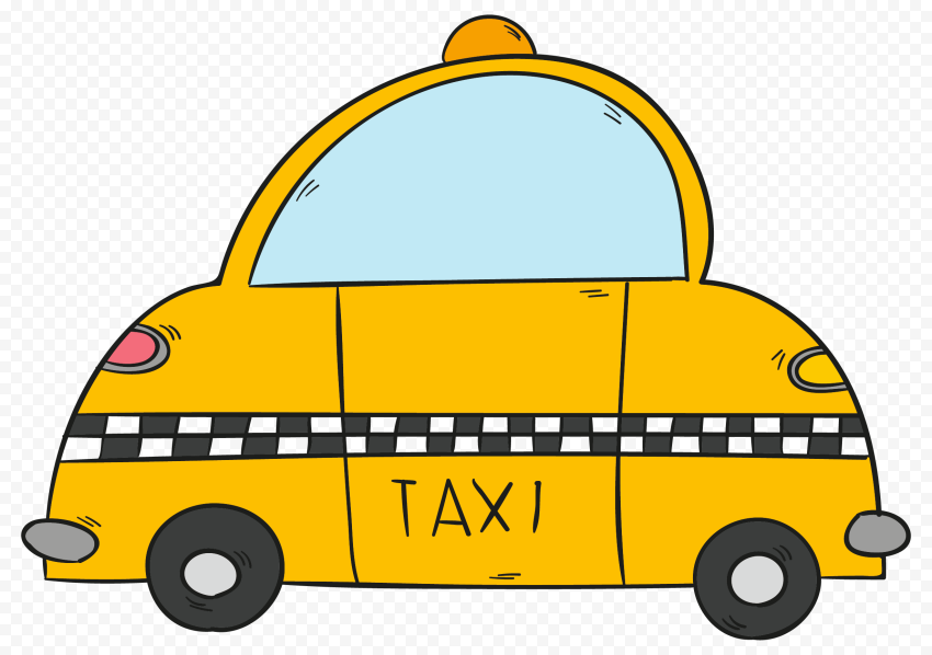 FREE Yellow Clipart Cartoon Cab Taxi Car Auto PNG | Citypng