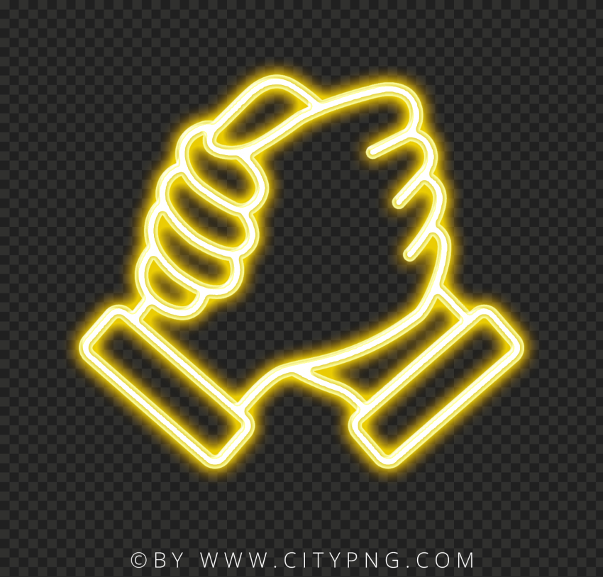 FREE Yellow Neon Soul Brother Handshake PNG | Citypng