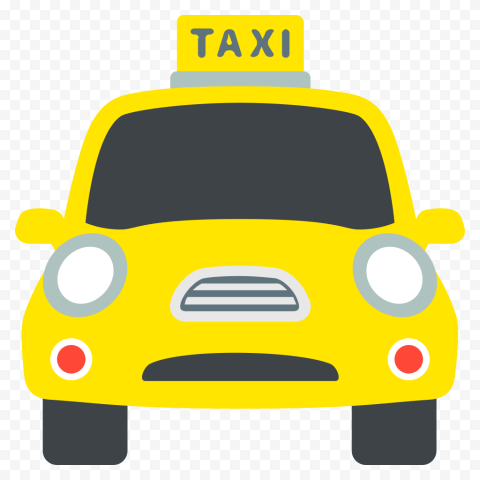 Front View Vector Cartoon Yellow Taxi Cab Icon PNG | Citypng