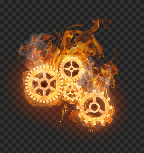 Gears On Fire Illustration Download PNG | Citypng