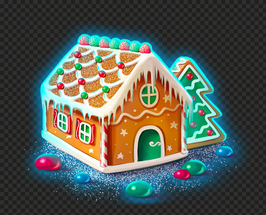 Glowing Christmas Gingerbread Candy House HD PNG | Citypng