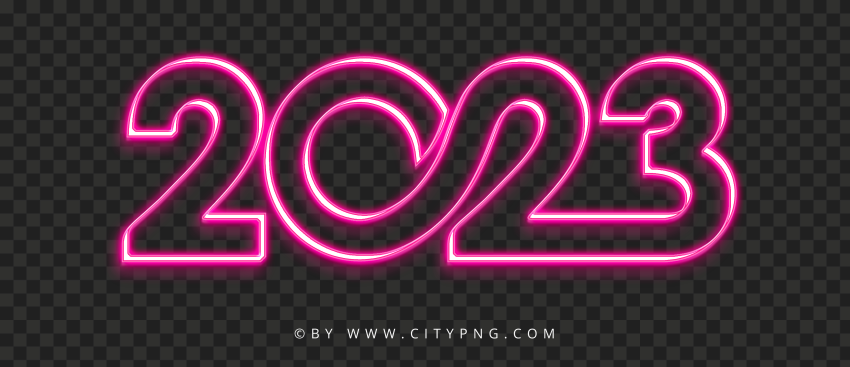 Glowing Neon Pink 2023 Text Logo Numbers PNG IMG | Citypng