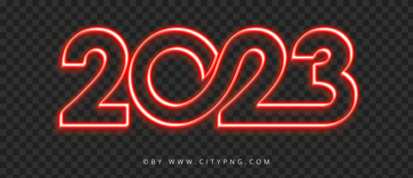 Glowing Neon Red 2023 Text Logo Numbers HD PNG | Citypng