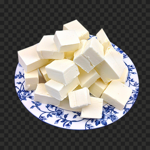 Goat Feta White Cheese Pieces Plate Top View PNG | Citypng