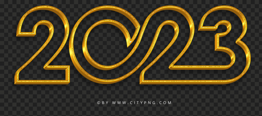 Gold 2023 Text Logo Numbers Image PNG | Citypng