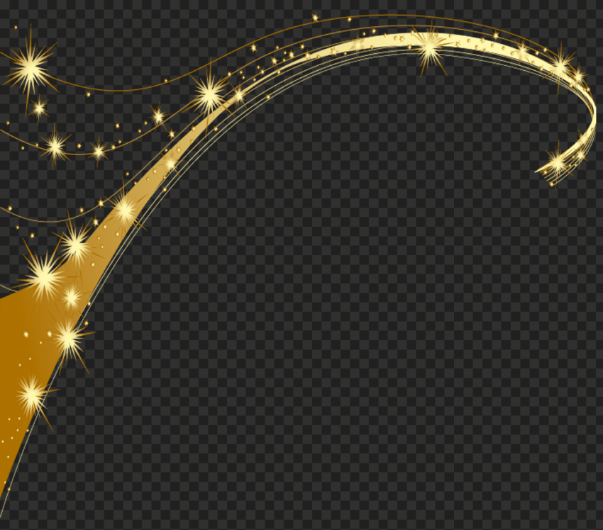 Gold Abstract Line With Sparkling Stars PNG | Citypng