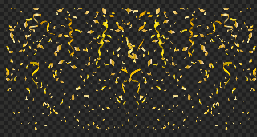Gold Ribbon Confetti Streamers Party HD PNG | Citypng