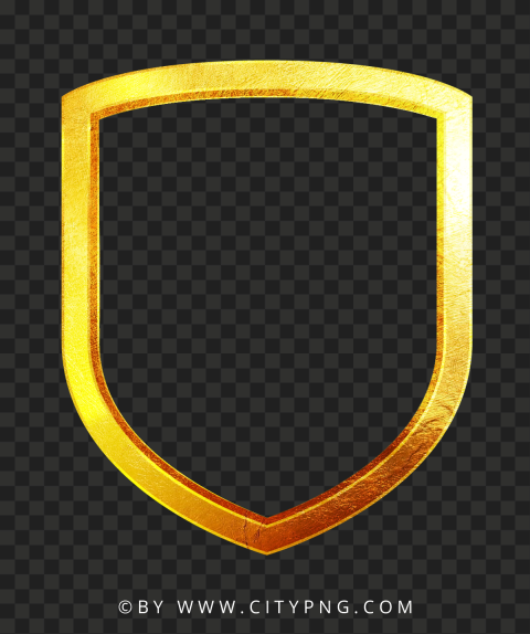 Golden Gold Metal Shield Outline Frame | Citypng