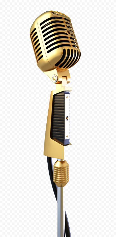 Golden Gold Standing Microphone Mic HD PNG | Citypng
