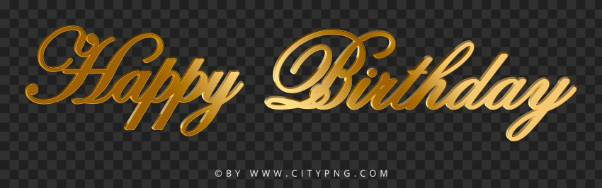 Golden Happy Birthday Typography Text PNG IMG | Citypng