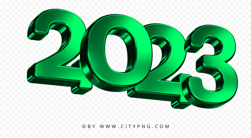 Green 2023 3D Text Logo New Year HD PNG | Citypng