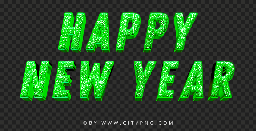 Green Glitter Happy New Year Text Art FREE PNG | Citypng