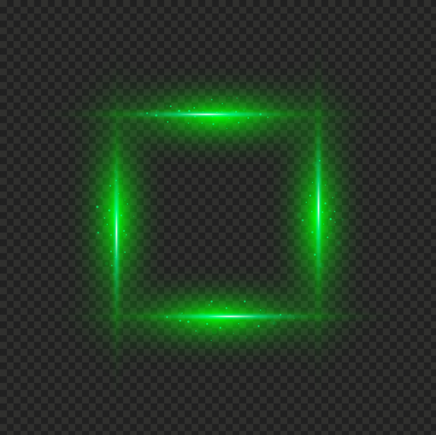 Green Glowing Light Effect Square Frame HD PNG | Citypng
