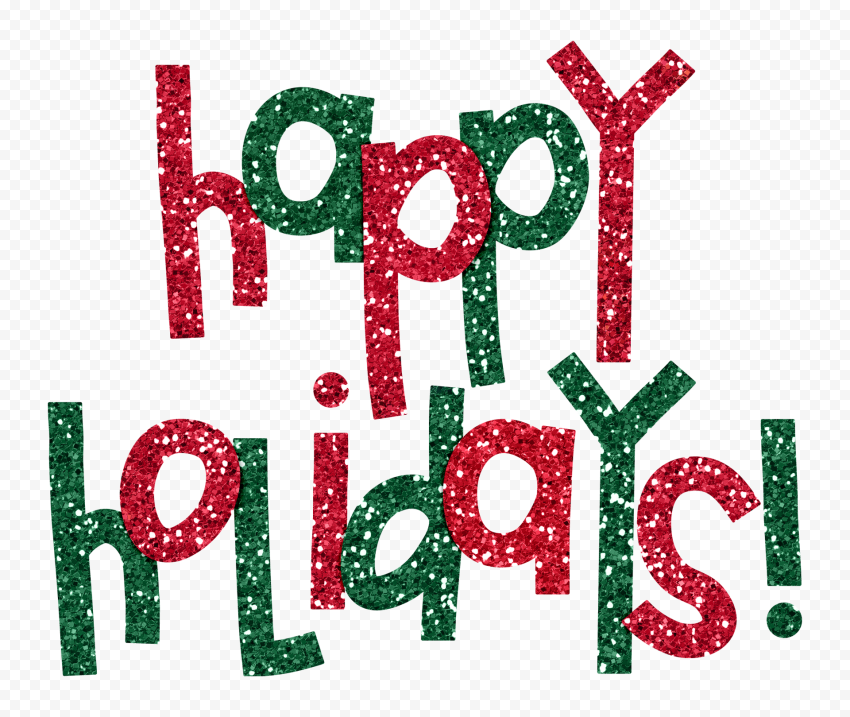 Green & Red Glitter Happy Holiday Letters HD PNG | Citypng
